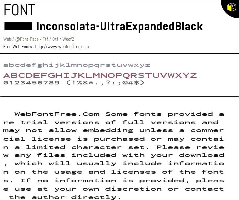 Inconsolata UltraExpanded Black Fonts Downloads - WebFontFree.Com