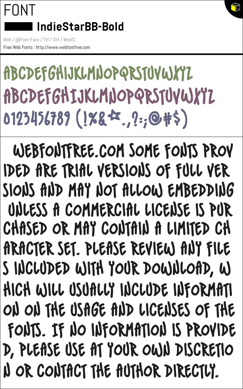 IndieStar BB Bold Fonts Downloads - WebFontFree.Com
