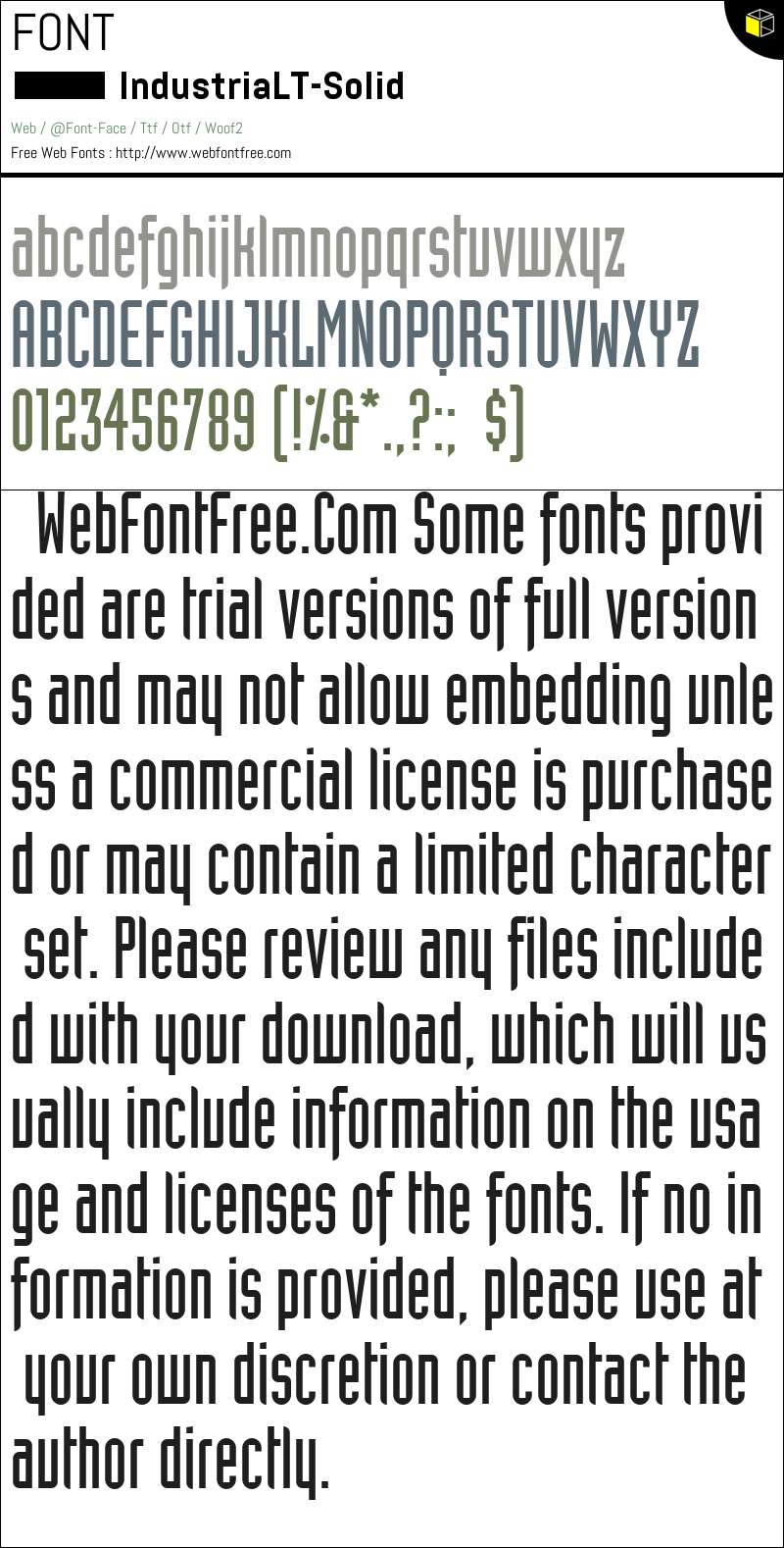 Industria LT Solid Fonts Downloads - WebFontFree.Com