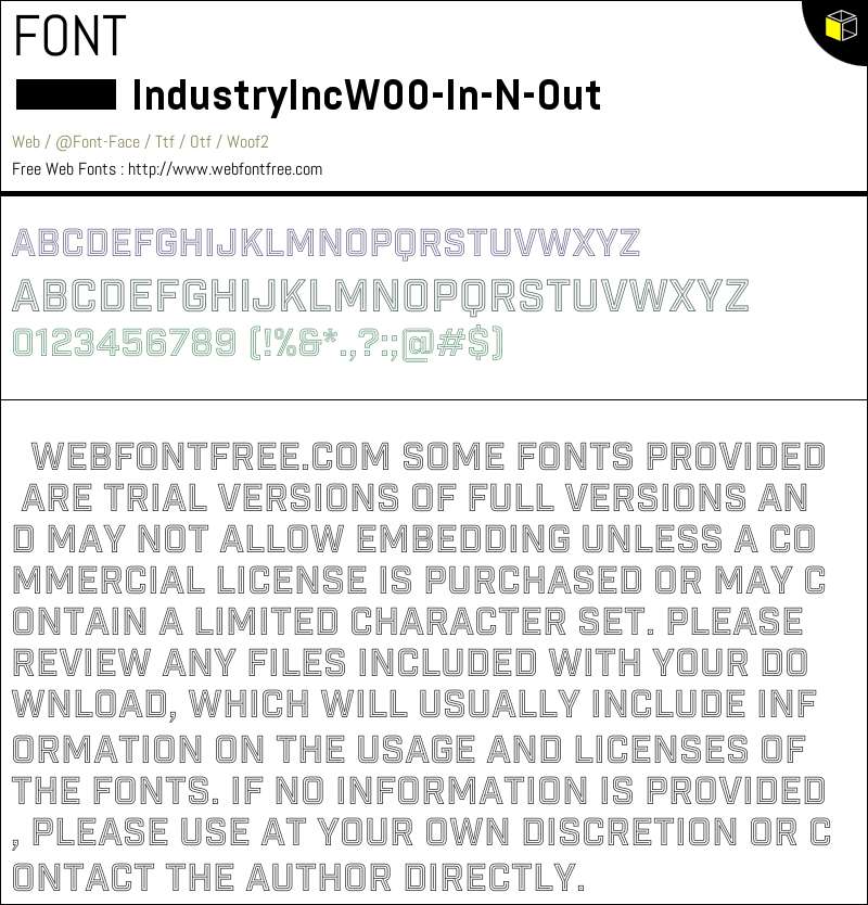 Industry Inc W00 In-N-Out Fonts Downloads - WebFontFree.Com