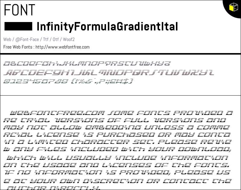 Infinity Formula Gradient Ital Fonts Downloads - WebFontFree.Com