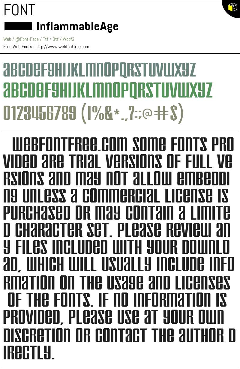 Inflammable Age Fonts Downloads - WebFontFree.Com