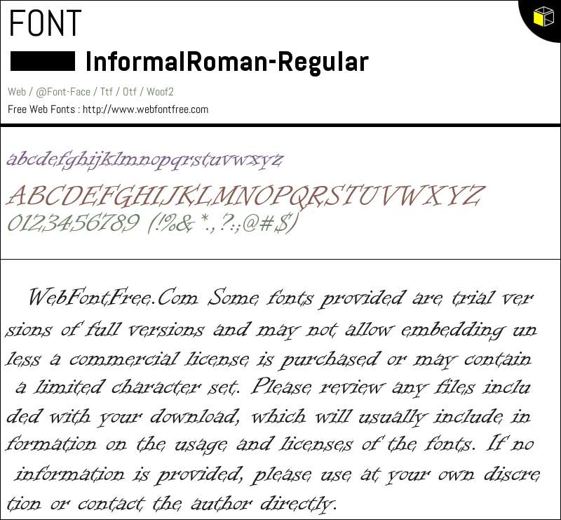 Informal Roman Fonts Downloads - WebFontFree.Com