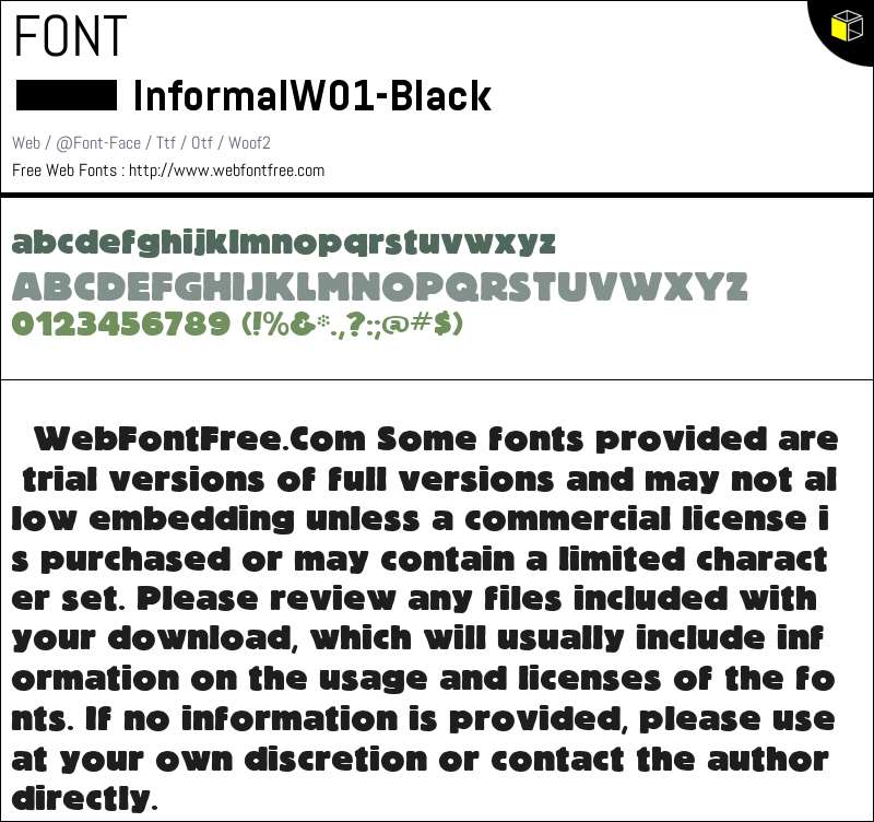 Informal W01 Black Fonts Downloads - WebFontFree.Com
