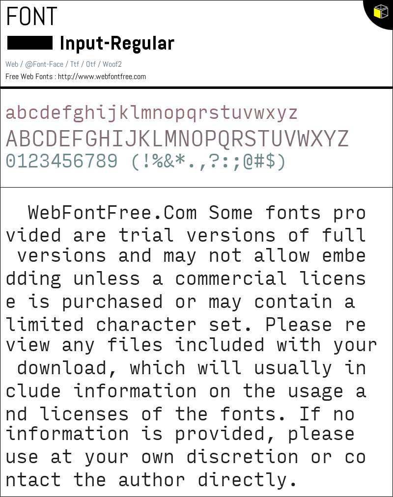Input Fonts Downloads - WebFontFree.Com