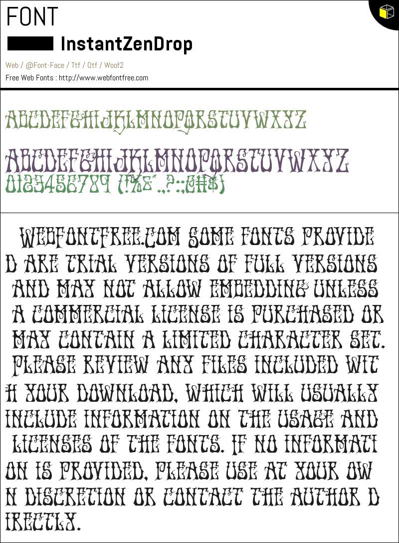 Instant Zen Drop Fonts Downloads - WebFontFree.Com