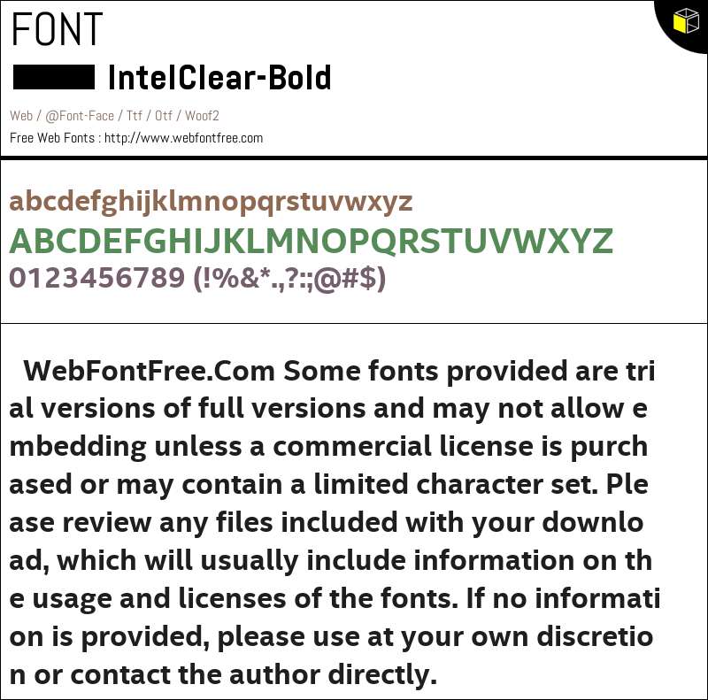 Intel Clear Bold 字体 下载 - WebFontFree.Com
