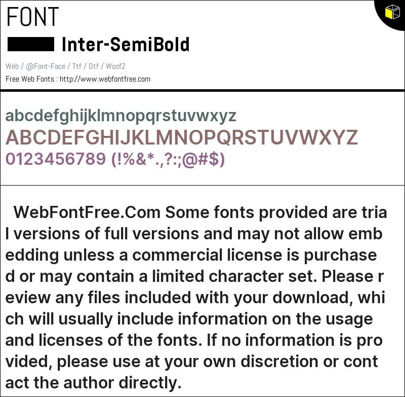 Inter Semi Bold 字体 下载 - WebFontFree.Com