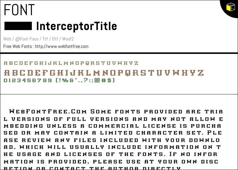 Interceptor Title Fonts Downloads - WebFontFree.Com