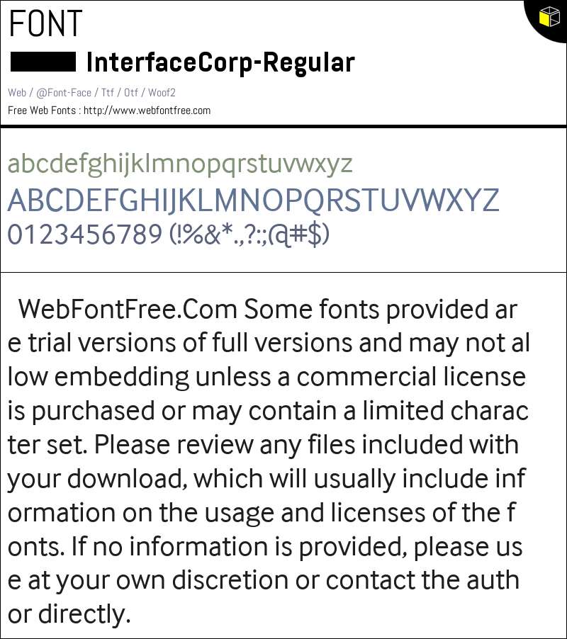 Interface Corp Regular 字体 下载 - WebFontFree.Com