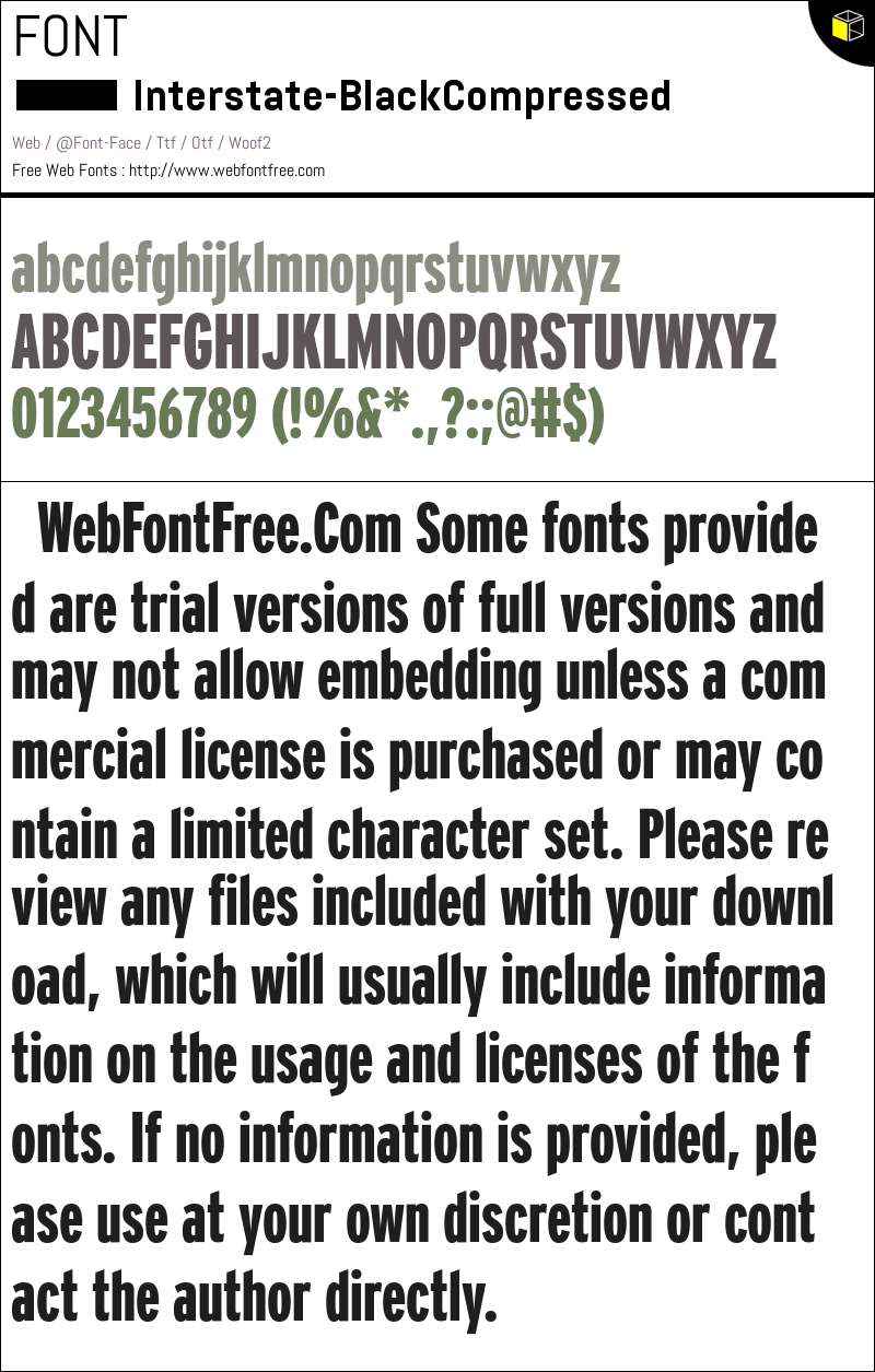 Interstate-BlackCompressed Fonts Downloads - WebFontFree.Com