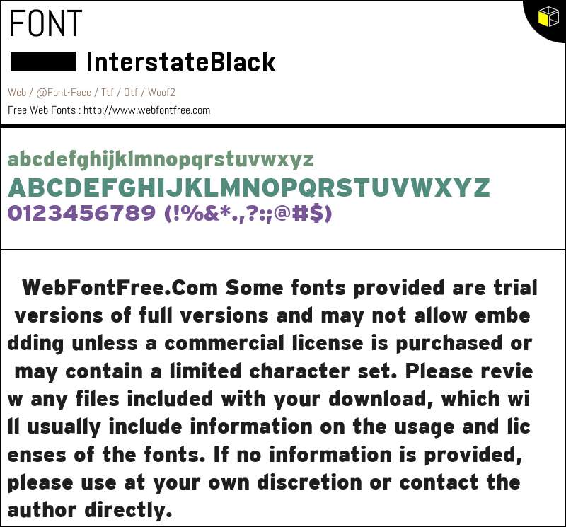 InterstateBlack Fonts Downloads - WebFontFree.Com