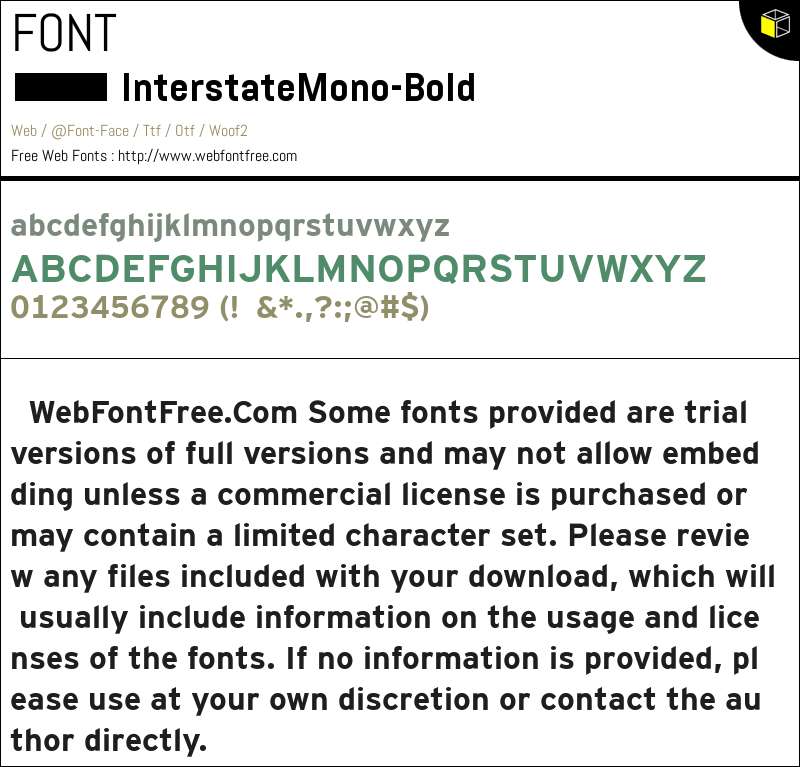 Interstate Mono Bold 字体 下载 - WebFontFree.Com