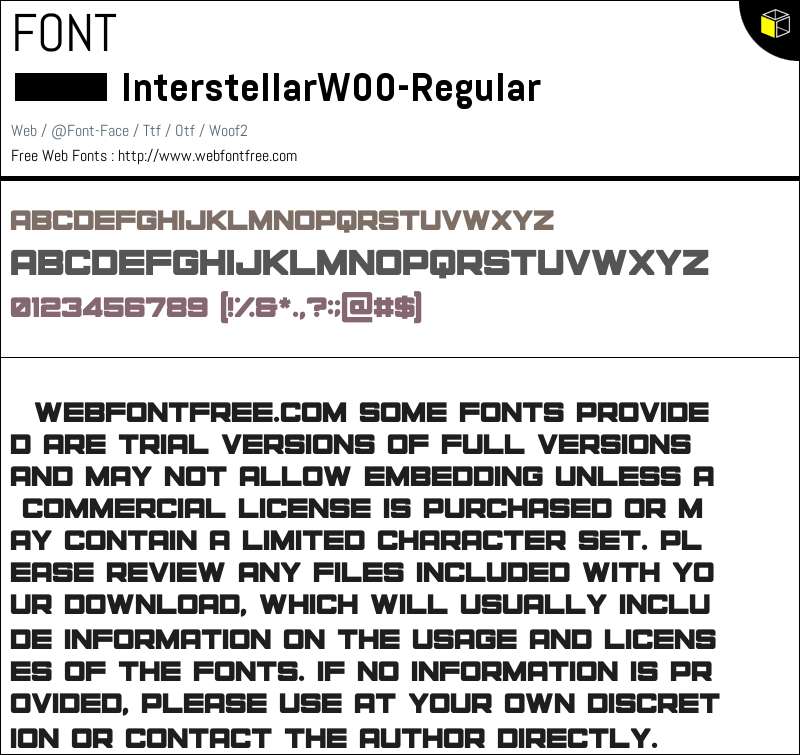 Interstellar W00 Regular Fonts Downloads - WebFontFree.Com