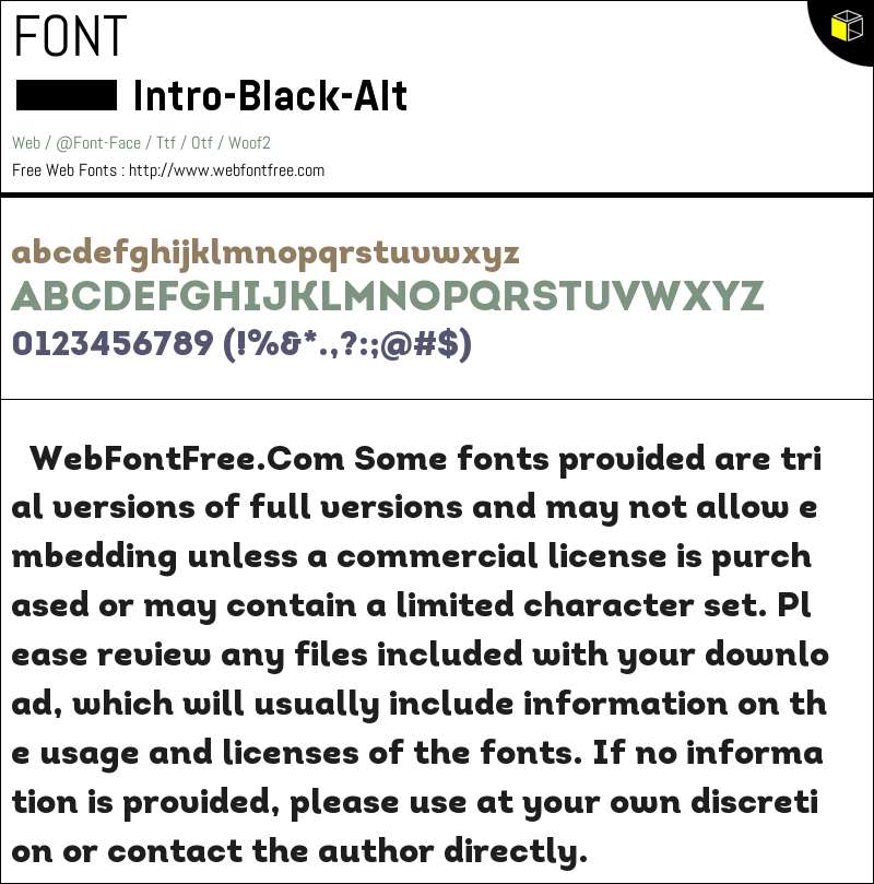 Intro-Black-Alt Fonts Downloads - WebFontFree.Com