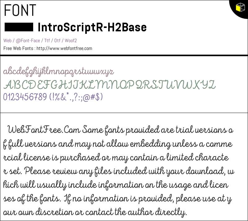Intro Script R H2 Base Fonts Downloads - WebFontFree.Com