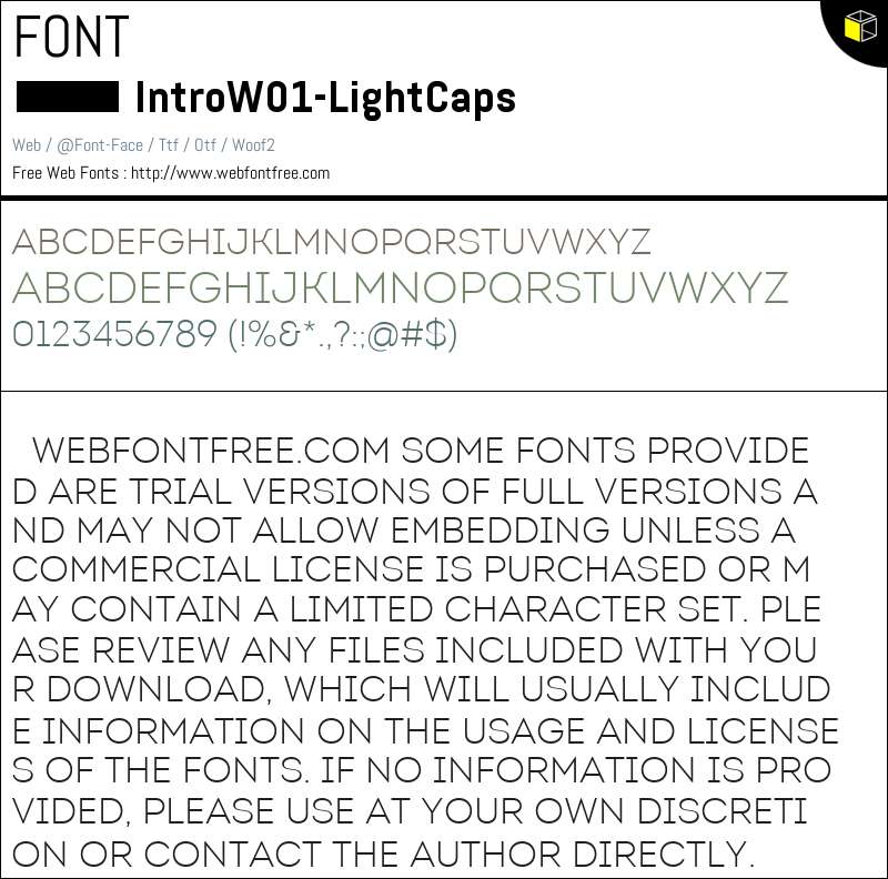 Intro W01 Light Caps Fonts Downloads - WebFontFree.Com