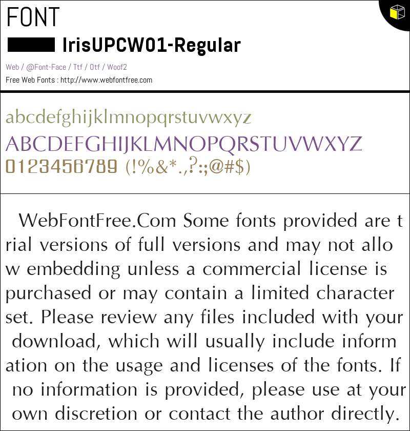 Iris UPC W01 Regular Fonts Downloads - WebFontFree.Com