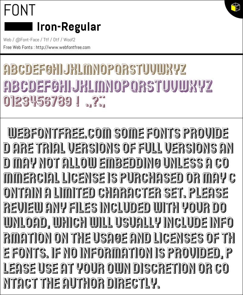 Iron Regular Fonts Downloads - WebFontFree.Com