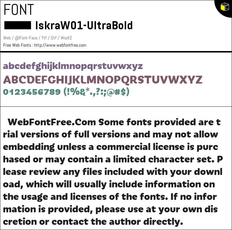 Iskra W01 Ultra Bold Fonts Downloads - WebFontFree.Com