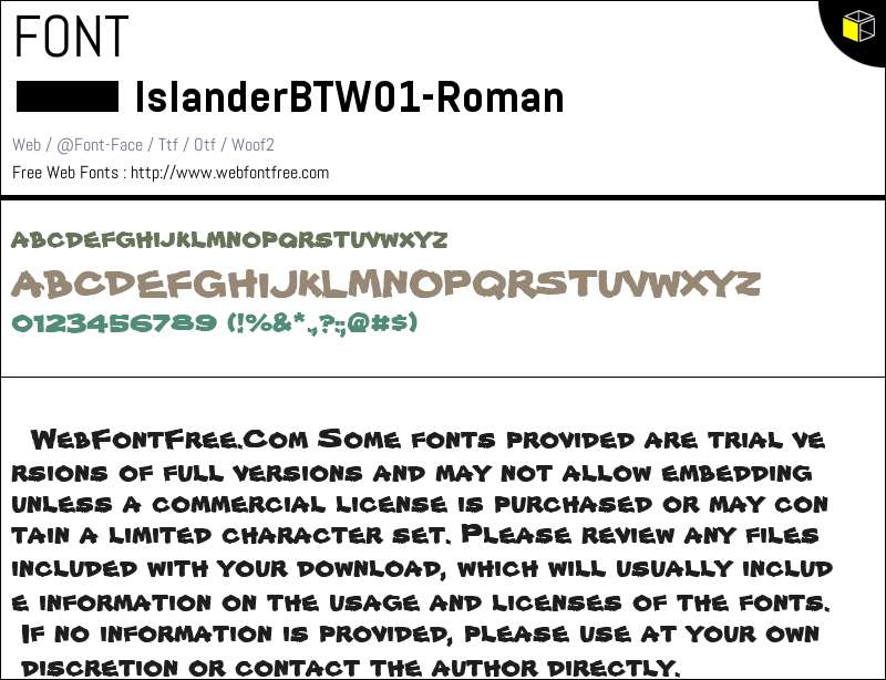 Islander BT W01 Roman Fonts Downloads - WebFontFree.Com