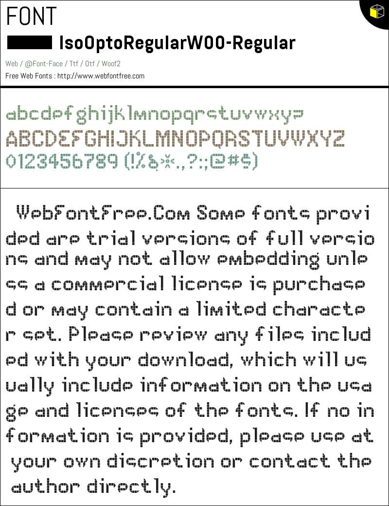 Iso OptoRegular W00 Regular Fonts Downloads - WebFontFree.Com