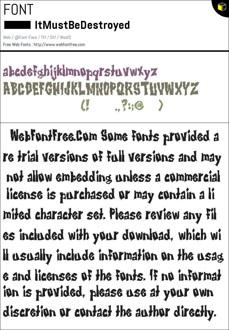 It Must Be Destroyed Fonts Downloads - WebFontFree.Com