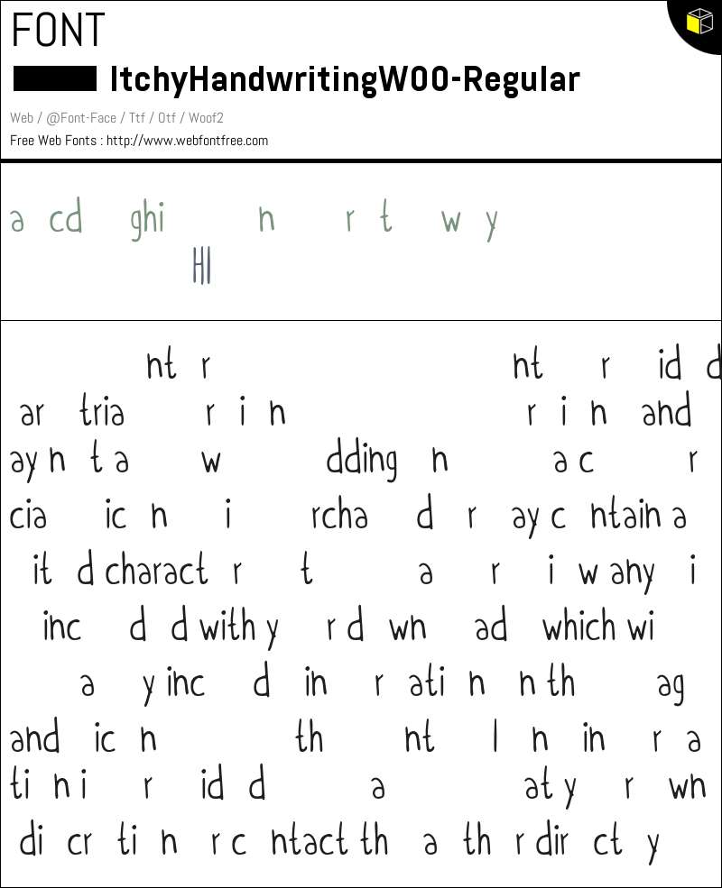 Itchy Handwriting W00 Regular Fonts Downloads - WebFontFree.Com