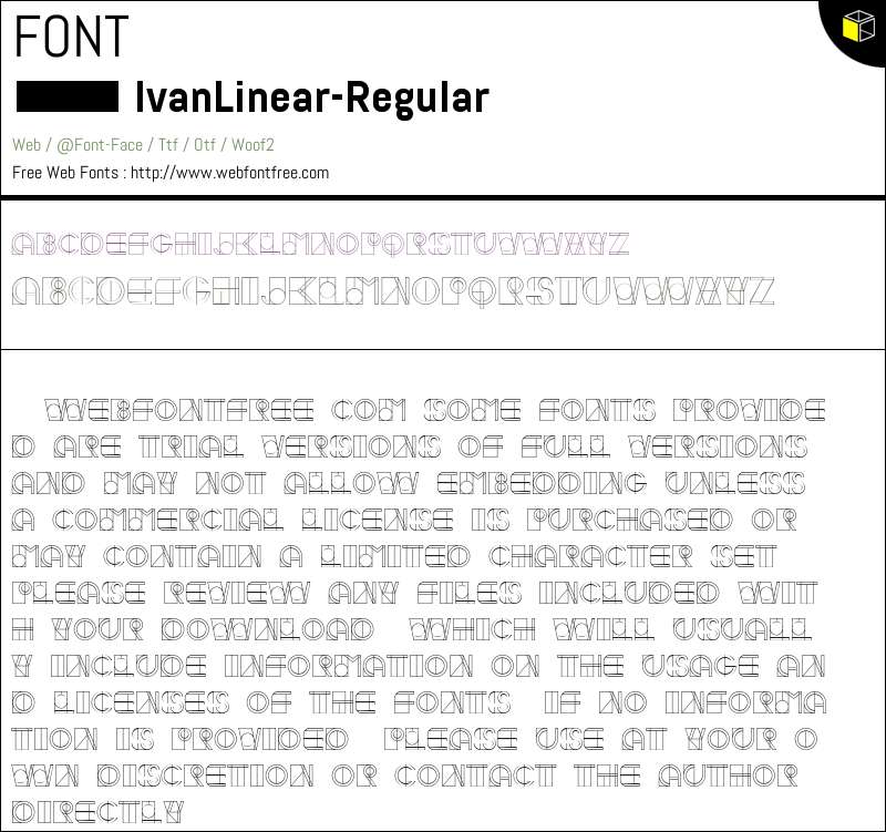 Ivan Linear Regular Fonts Downloads - WebFontFree.Com