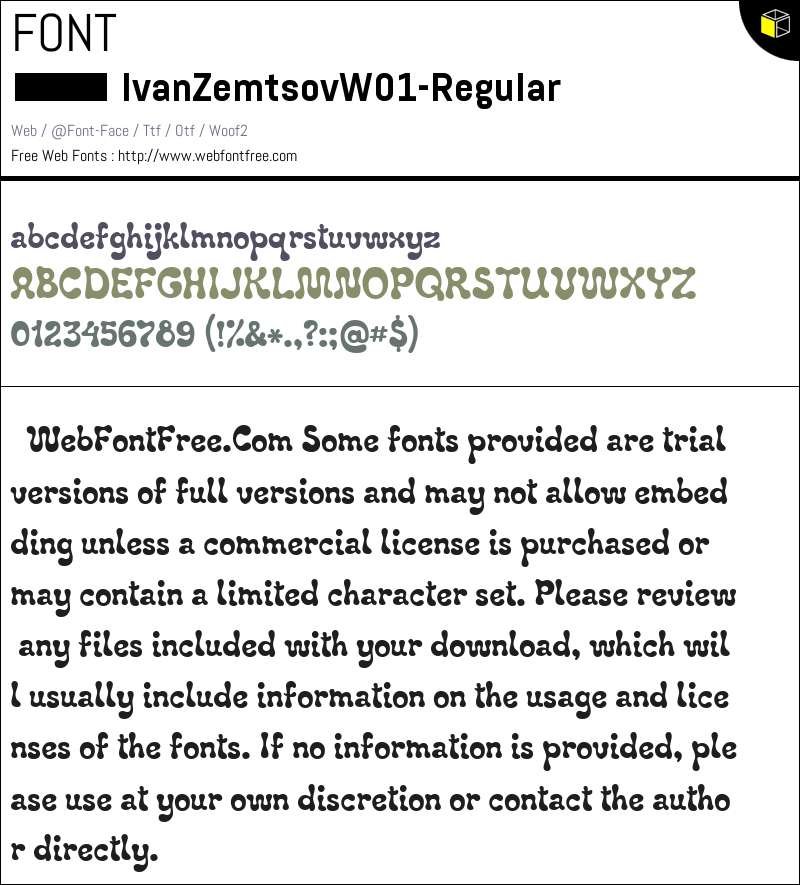 Ivan Zemtsov W01 Regular Fonts Downloads - WebFontFree.Com