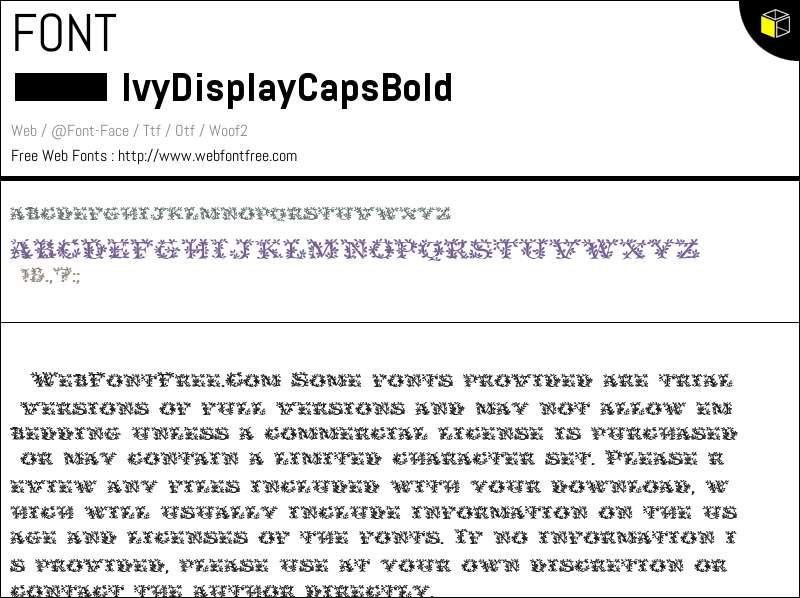 IvyDisplayCaps Bold Fonts Downloads - WebFontFree.Com
