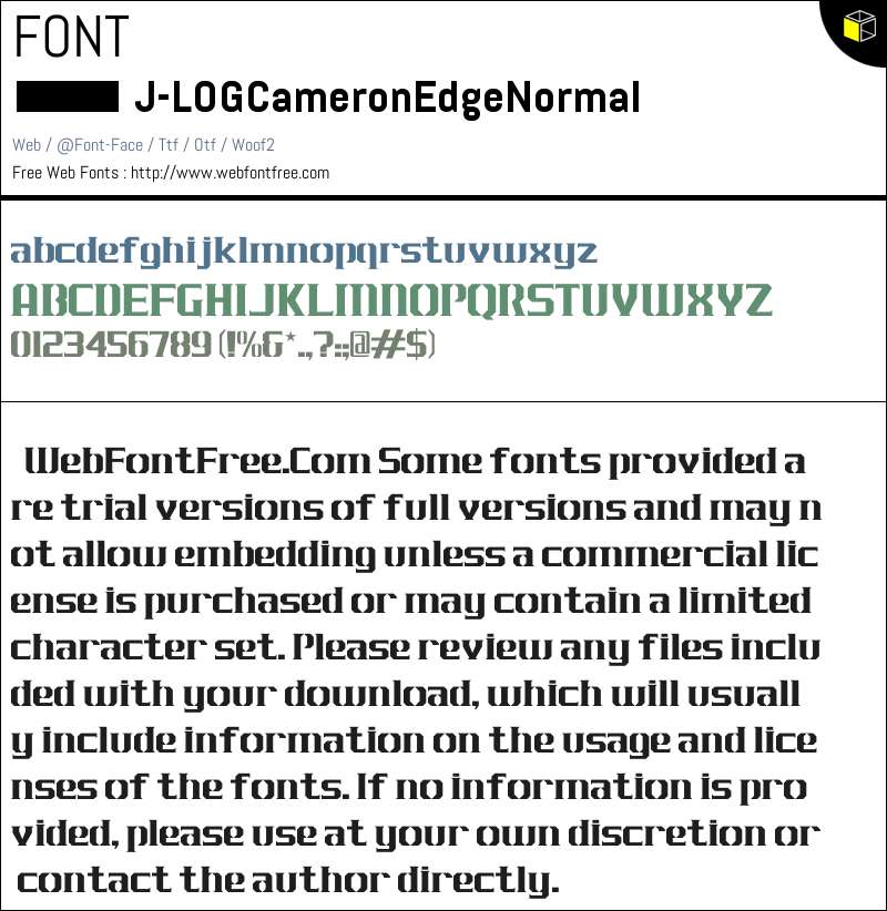 J-LOG Cameron Edge Normal Fonts Downloads - WebFontFree.Com