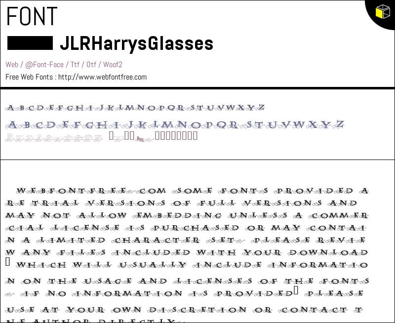 JLR Harry's Glasses Fonts Downloads - WebFontFree.Com