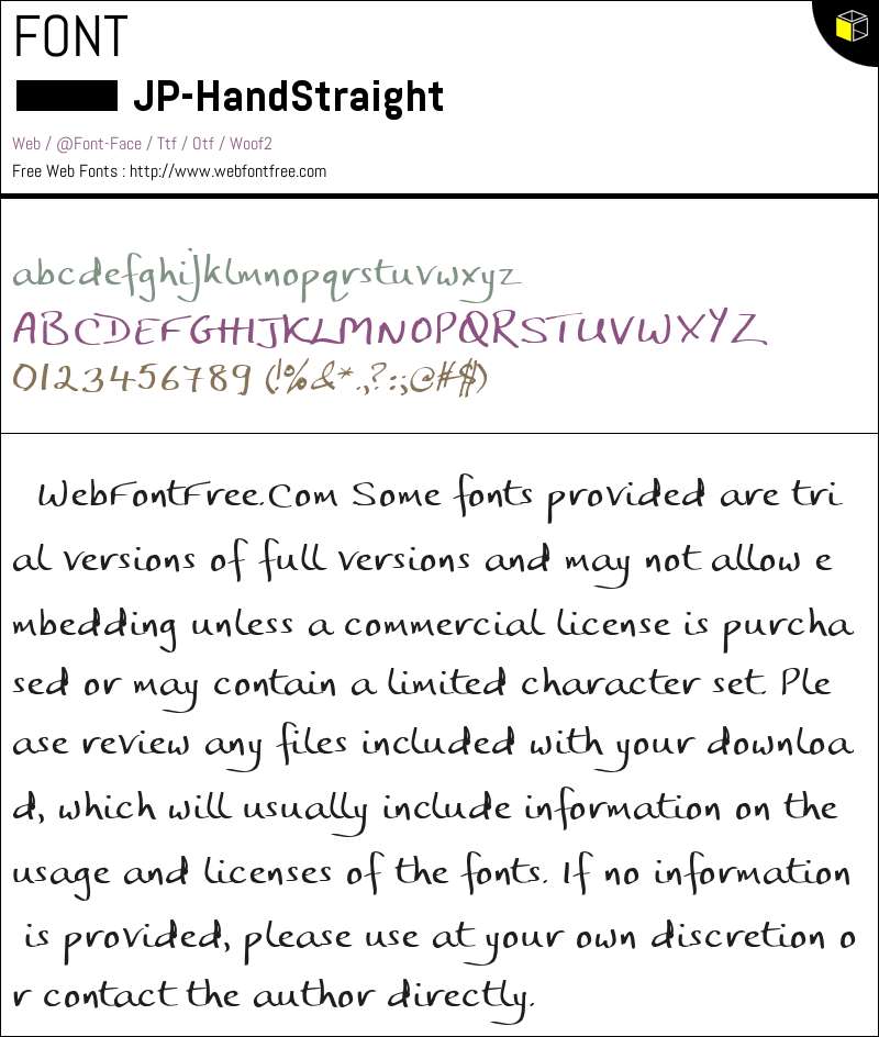 JP Hand Straight Fonts Downloads - WebFontFree.Com
