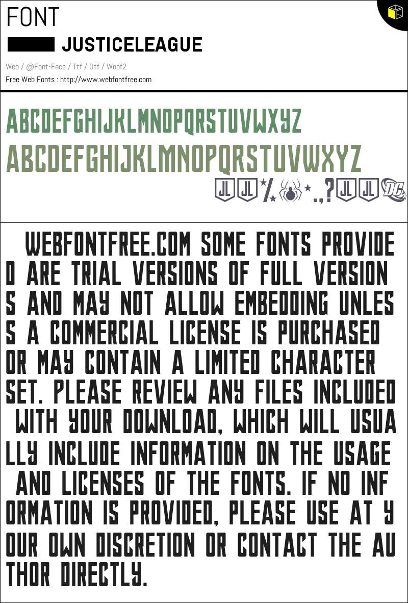 JUSTICE LEAGUE Fonts Downloads - WebFontFree.Com