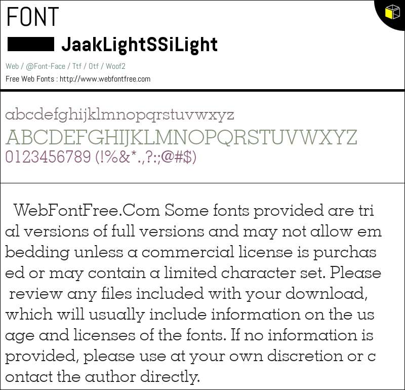 Jaak Light SSi Light Fonts Downloads - WebFontFree.Com