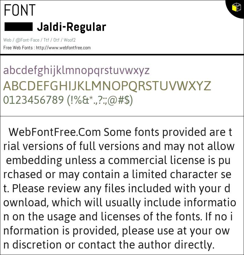 Jaldi Fonts Downloads - WebFontFree.Com