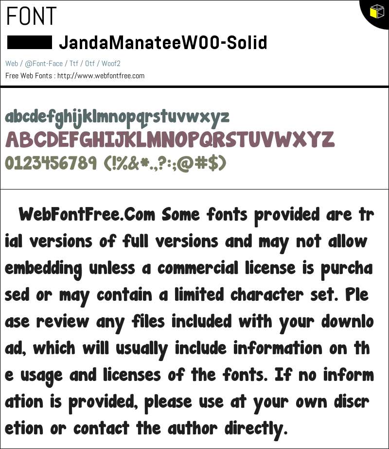 Janda Manatee W00 Solid Fonts Downloads - WebFontFree.Com