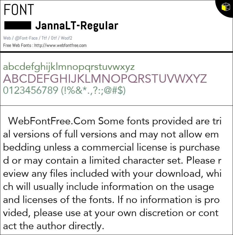 Janna LT 字体 下载 - WebFontFree.Com