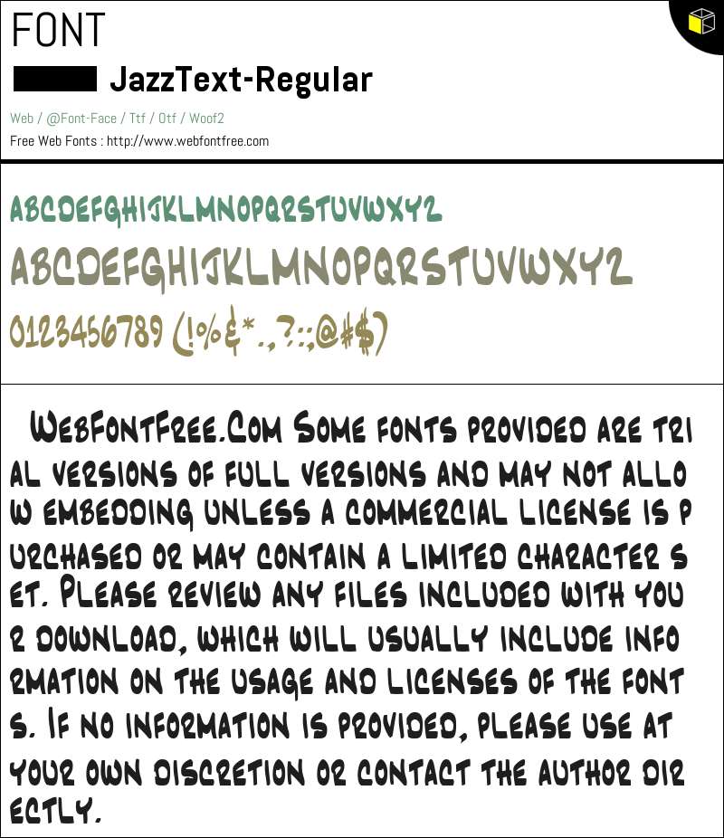 JazzText Regular Fonts Downloads - WebFontFree.Com