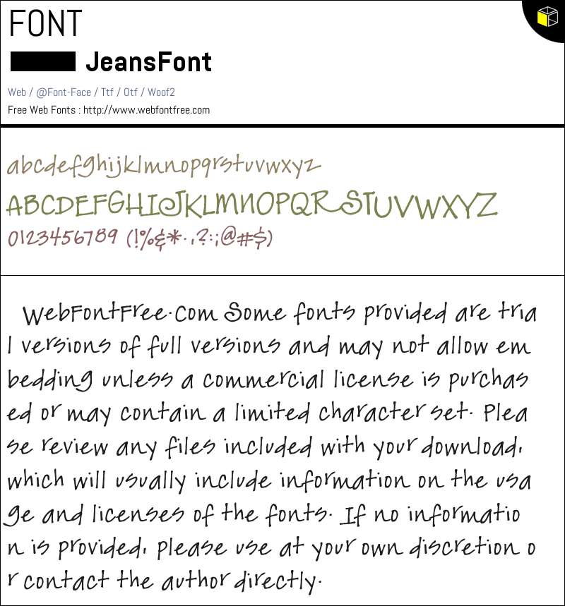 JeansFont Fuentes Descargar - WebFontFree.Com
