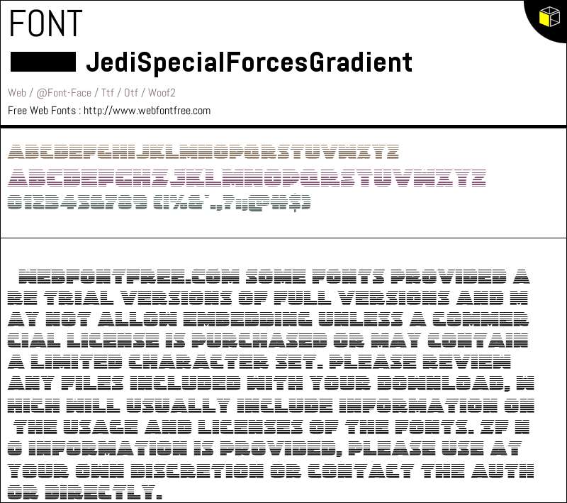 Jedi Special Forces Gradient Regular Fonts Downloads - WebFontFree.Com
