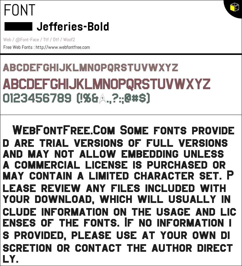 Jefferies Bold Fonts Downloads - WebFontFree.Com