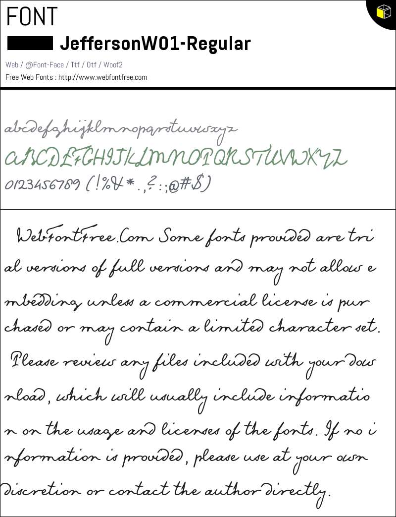 Jefferson W01 Regular Fonts Downloads - WebFontFree.Com
