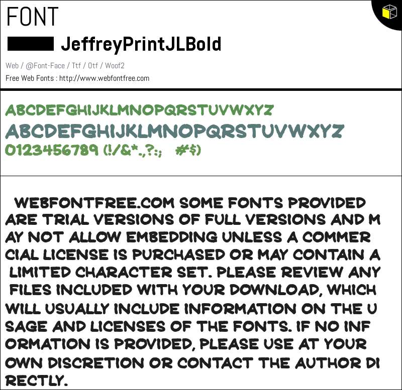 JeffreyPrint JL Bold Fonts Downloads - WebFontFree.Com