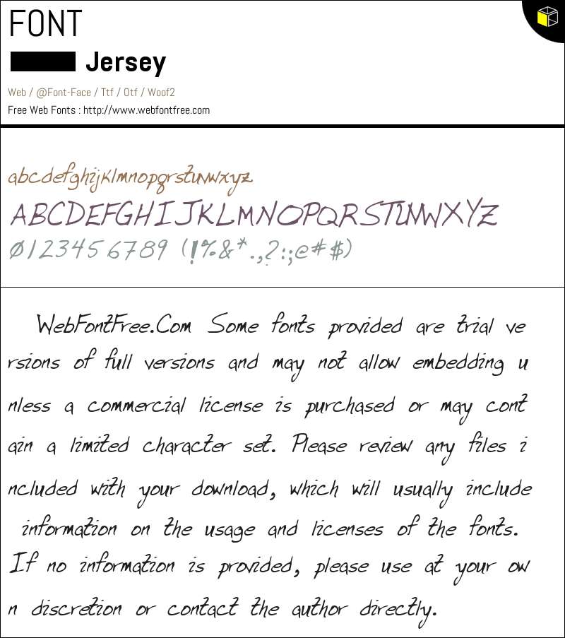 Jersey Regular 字体 下载 - WebFontFree.Com