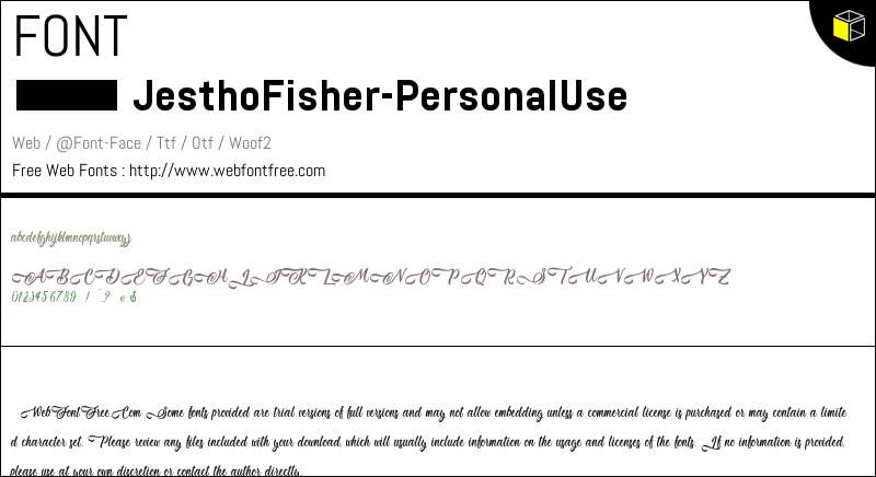 Jestho Fisher - Personal Use Fonts Downloads - WebFontFree.Com