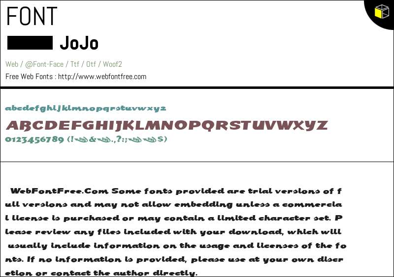 JoJo Fonts Downloads - WebFontFree.Com