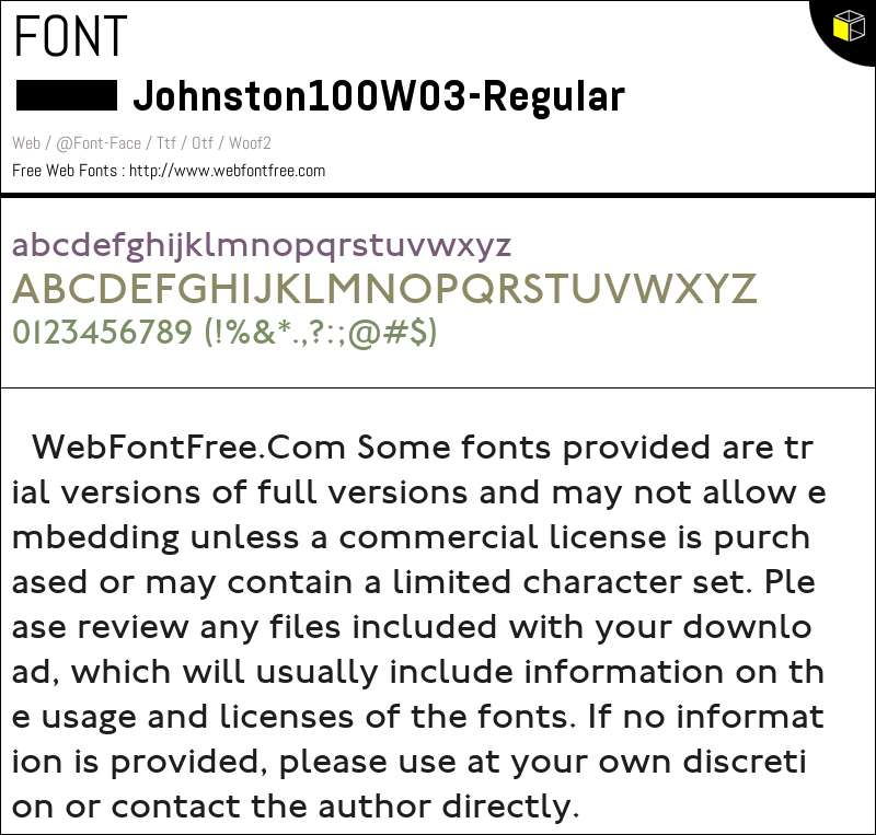 Johnston100 W03 Regular Fonts Downloads - WebFontFree.Com