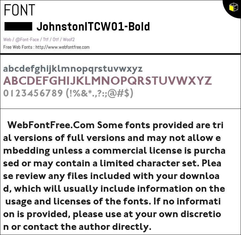 Johnston ITC W01 Bold 字体 下载 - WebFontFree.Com
